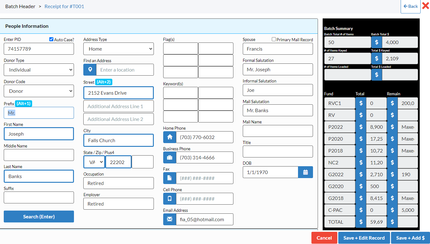 Crimson: Contributions - Data Entry – Help Desk
