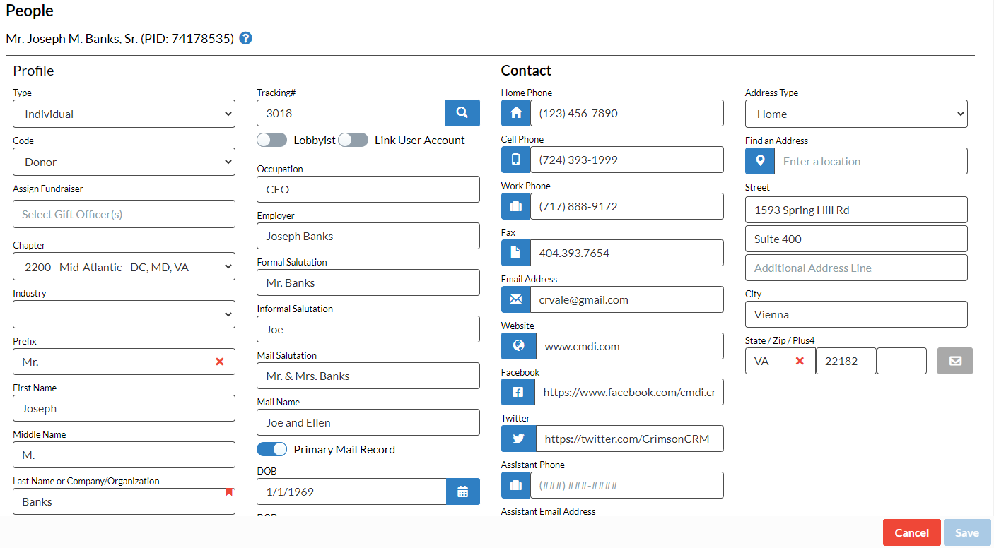 Crimson: People Records - Editing Records – Help Desk